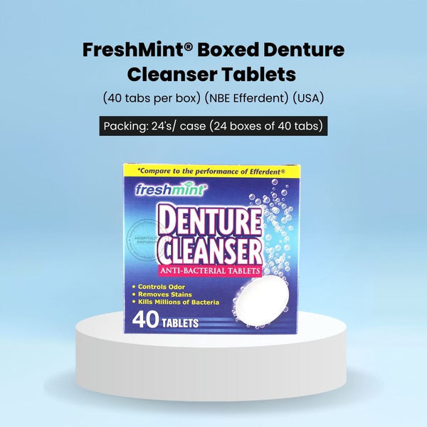 FreshMint Boxed Denture Cleanser Tablets (40 tabs per box) (NBE Efferd ...