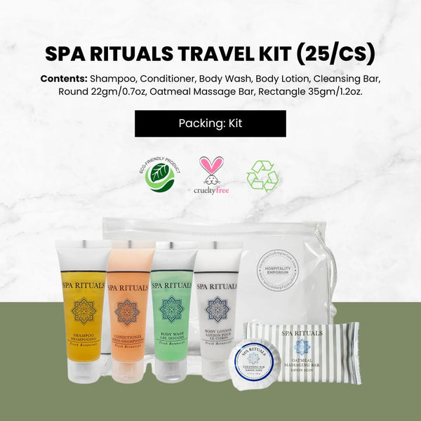 Spa Rituals Travel Kit - Shampoo, Conditioner, Body Wash, Lotion, Clea ...