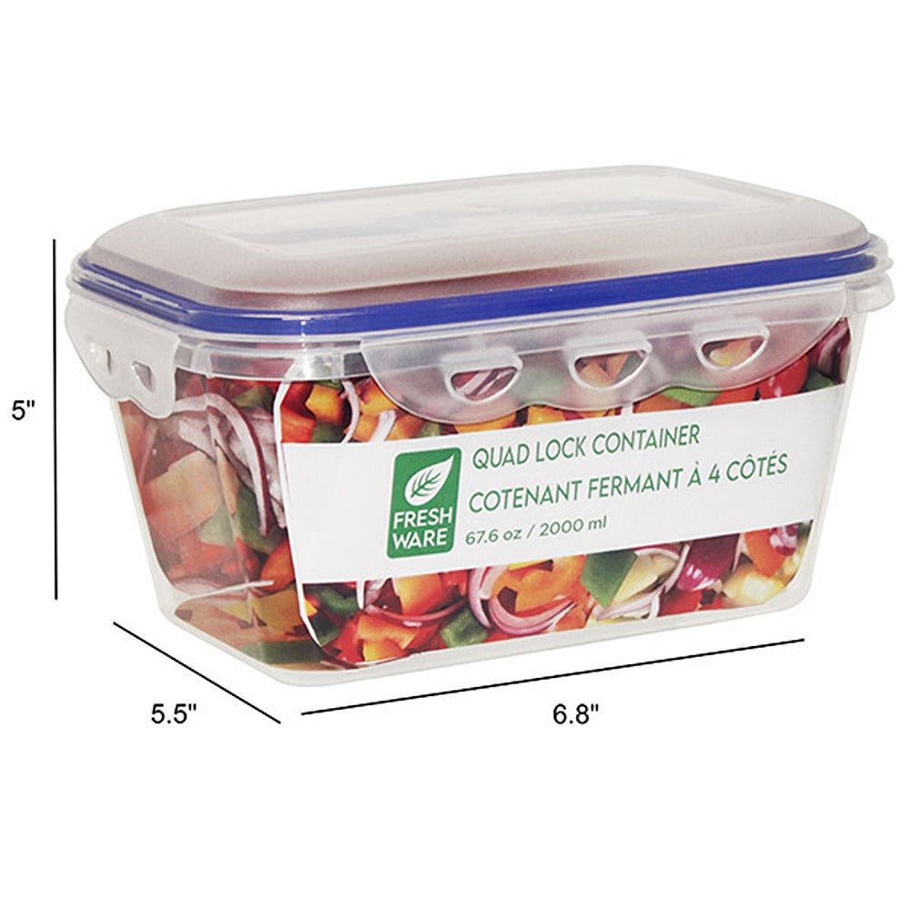 Rectangular Quad Lock Container Size 2000mL Packing 12's/Box ...
