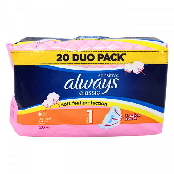 ALWAYS Classic 20 Count Sensitive Normal 8/Pack – HospitalityEmporium